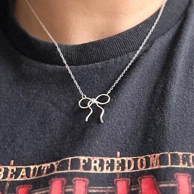 Bow Necklace bow Necklace, Bow Statement Necklace, Bow Jewelry, Wire ...