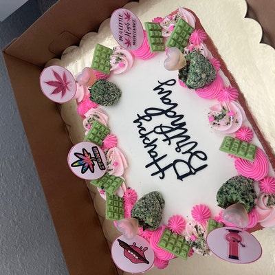 Printable Pink Weed Cupcake Toppers Decoration Digital File Birthday ...