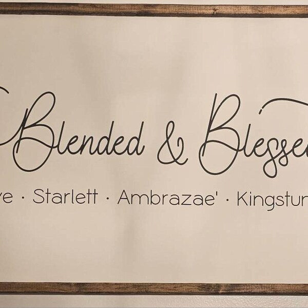 Blended and Blessed Wood Sign, Blended Family Name Sign, Wedding Gift ...