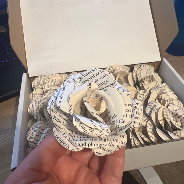Vintage Book Page Roses | Dozen 3” Novel Page Flowers | Wedding Home ...