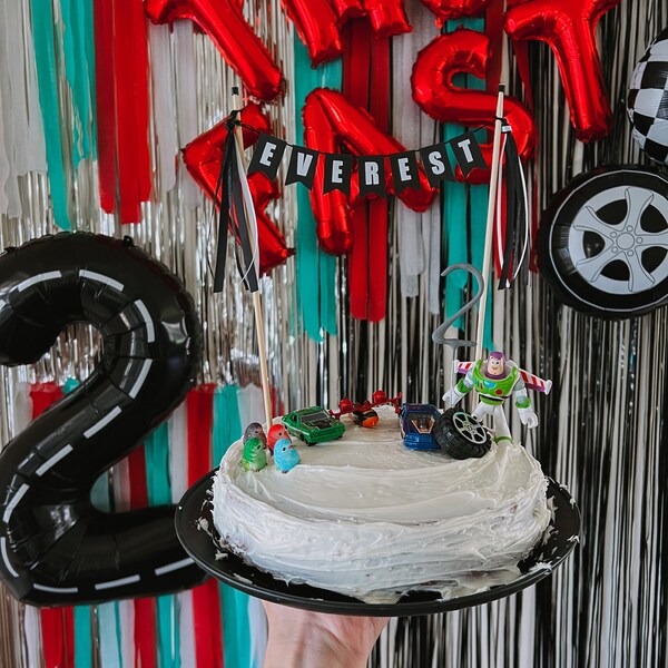 Black & White Cake Topper Birthday - Custom Name Cake Topper Banner ...