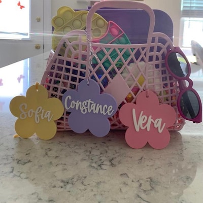 Acrylic Daisy Hang Tag, Personalized Daisy Name Tag, Kids Name Tag ...