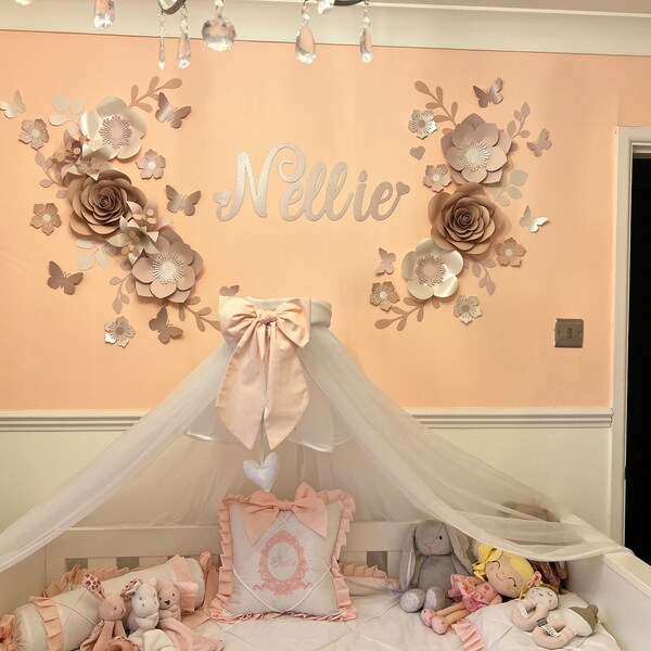 Rose Gold Paper Flower Wall Decor With Name/our New House/elegant House ...