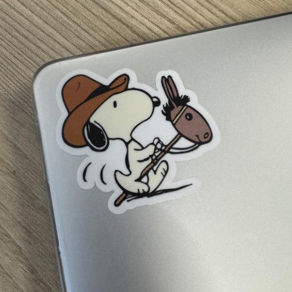 Snoopy Cowboy Holographic or Clear Sticker - Etsy