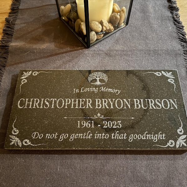 Memorial Stone Gray Slate for Mom Dad, Personalized in Loving Memory ...