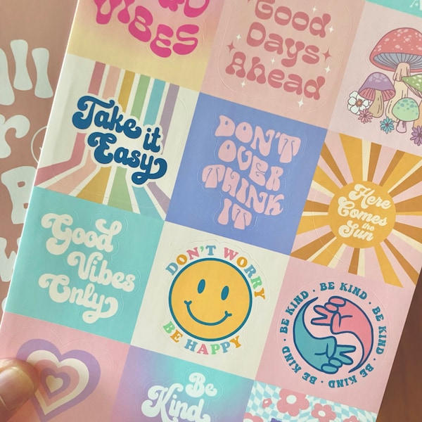 Pastel Mini Stickers, Vinyl Sticker Sheet, Cute Water Bottle Stickers ...