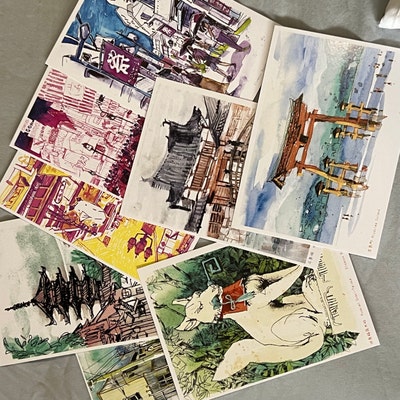SEATTLE POSTCARDS Set of Eight 8 Assorted 4x6 Illustrated Pacific ...