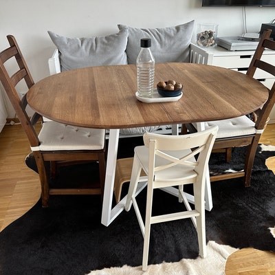 Round Extendable/non-extendable Table of Solid Oiled Wood FJÄRIL BLACK ...