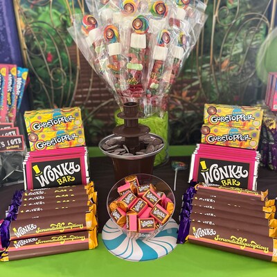 Wonka Bar Labels Mini & Snack Size Wrappers Wonka Bar Candy Bar Label ...