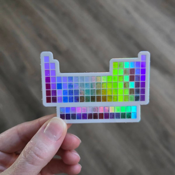 Sticker // Vinyl Holographic Periodic Table, Science Art 3 Inches ...
