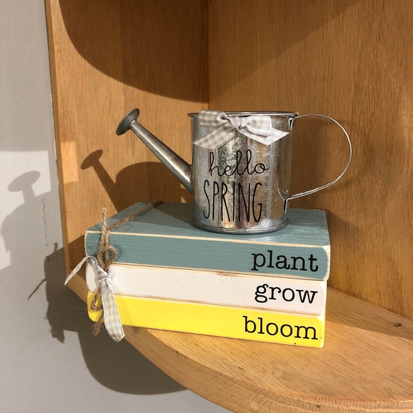 Wooden Books, Spring Decor, Mini Book Stack, Easter Decor, Farmhouse ...