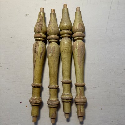 2 Green Peely Chippy Wood Spindle Post, Spindle Post Farmhouse Shabby ...