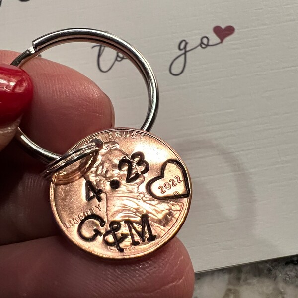 Unique Personalized Penny Keychain Gift | Wedding Anniversary | Hand ...