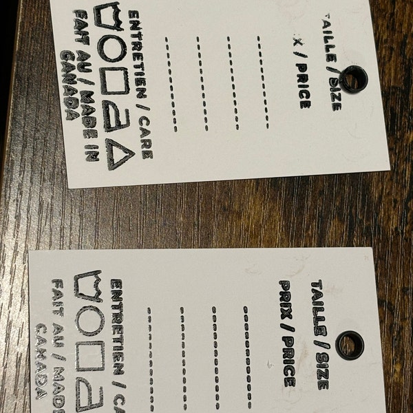 Custom Hang Tag Stamp for Garment With Size and Composition, Custom ...