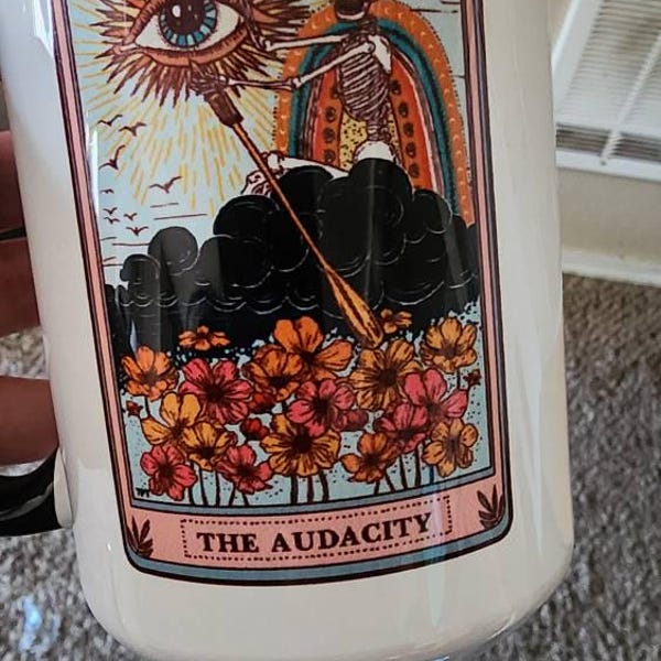 Audacity Tarot Card Mug, Occult Skeleton Tarot Card Coffee Mug, the ...