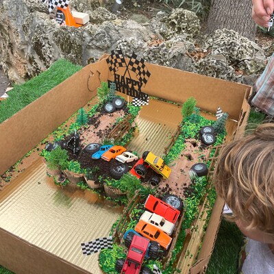 Monster Truck Cake Kit / Big Truck Crushing Cars Birthday / DIY Easy ...