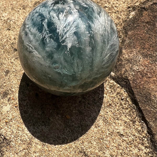 Natural Feather Fluorite Sphere , Snowflake Quartz Crystal Fluorite ...