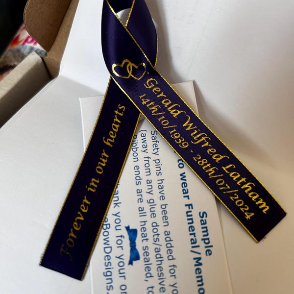 Any Colour Personalised Funeral Ribbons. in Loving Memory Memorial ...