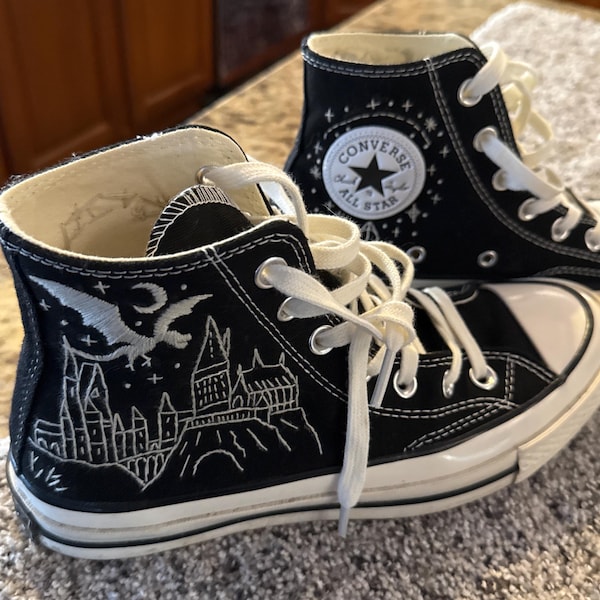 Embroidered Dragon Converse Chuck Taylor: Custom Wizard Converse - Etsy