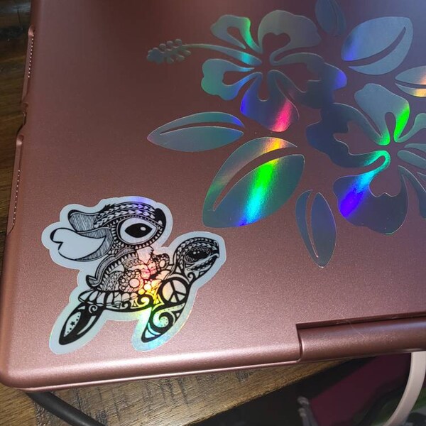 Stitch Riding A Sea Turtle Mandala Holographic Water Resistant ...