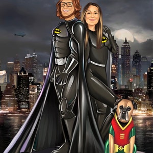 Custom Superhero Family Portrait, Portrait From Photo, Group Portrait ...