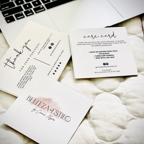ADELLA Minimalist Small Business Care Card Template, Jewelry Care Card ...