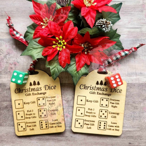 DIGITAL Christmas Dice Gift Exchange Game SVG File Tested in Glowforge ...
