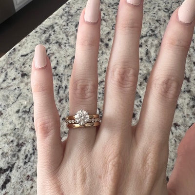 Open Wedding Band Colorless Moissanite Open Wedding Band Bubble Prong ...