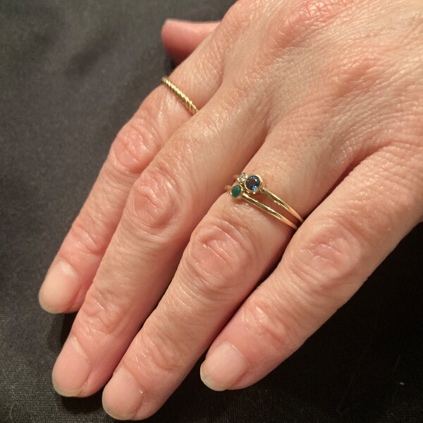 Emerald Ring / 14k Gold Single Emerald 0.08ctw Engagement Ring ...