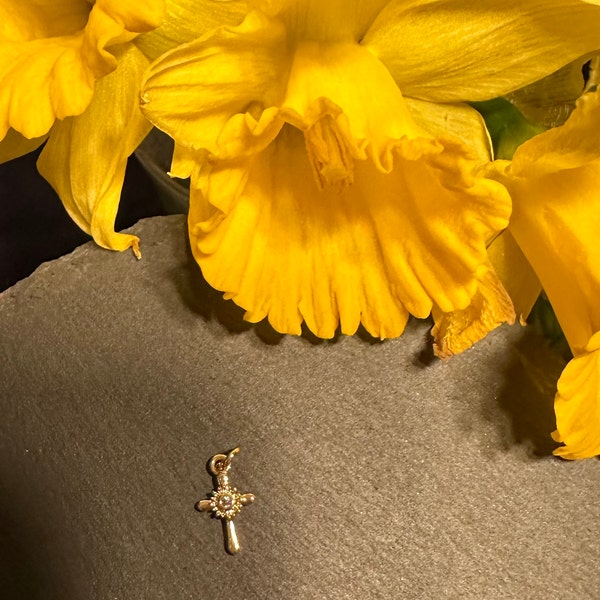 Mini Gold Cross Charm Tiny Cross Charm for Religious Jewelry Making ...