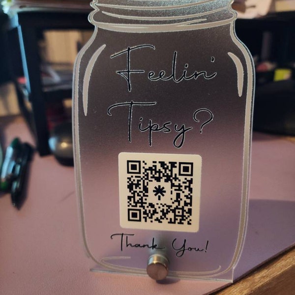 Frosted Acrylic QR Code Tip Jar Sign - Etsy
