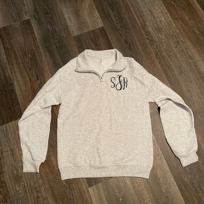 Monogram Quarter Zip Sweatshirt Monogrammed Pullover for Her Christmas ...
