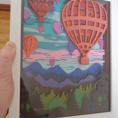 Air Balloons Shadow Box Files, Paper Cut Light Box Template Files ...