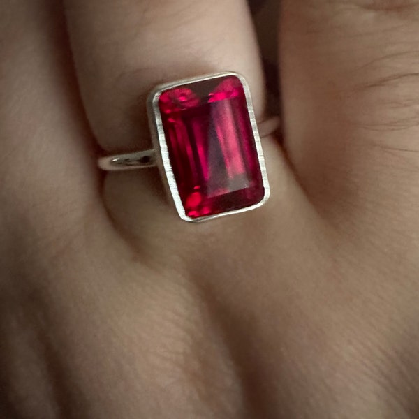 Ruby Ring, 925 Solid Sterling Silver Ring, Beautiful Cushion Cut ...