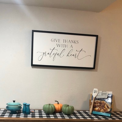 Fall Sign Give Thanks With a Grateful Heart Sign Fall Wall Decor Give ...
