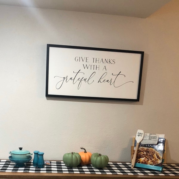 Fall Sign | Give Thanks With a Grateful Heart Sign | Fall Wall Decor ...
