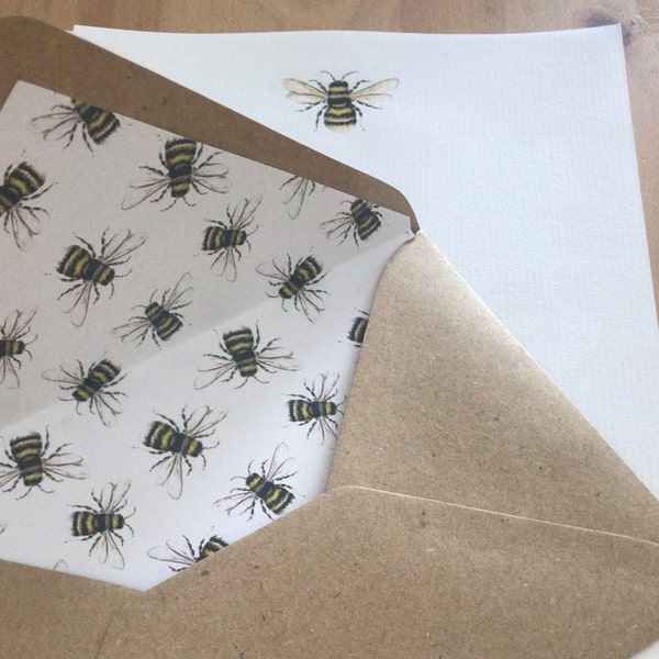 Hand Finished Bumble Bee Letter Writing Paper - Stationery Set ...