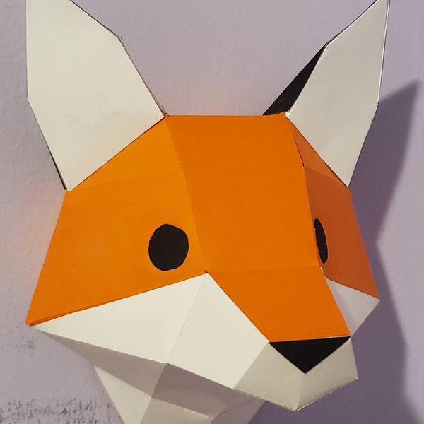 Plantilla PDF Fox Papercraft / Low Poly / Fox Paper / Fox Head / Fox ...