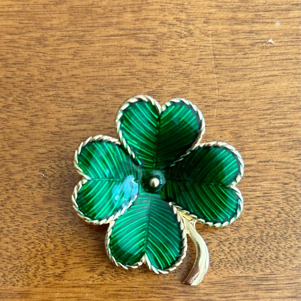 Green Four Leaf Clover Pin Brooch Created in Shiny Green Enamel Finish ...