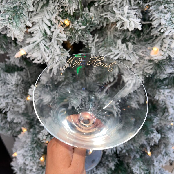 Calligraphy Engraved Martini Glass Personalized Wedding Keepsake ...
