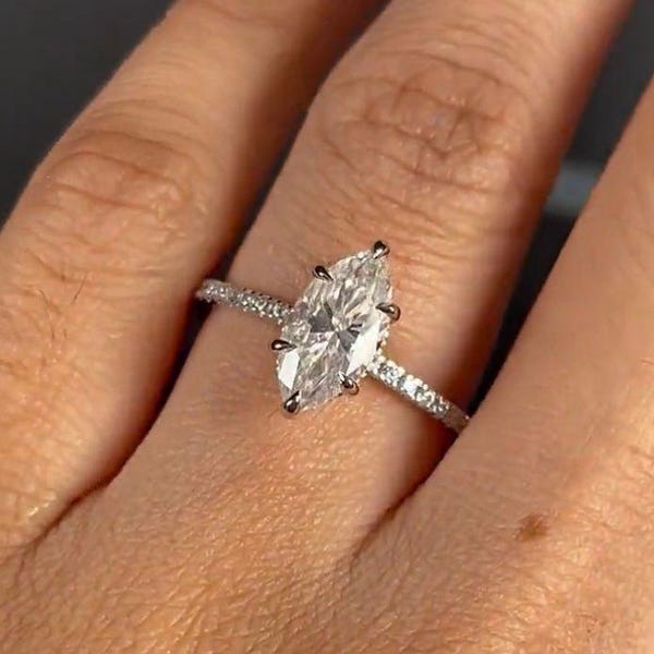 Floral Oval Cut Moissanite Engagement Ring Vintage 14K Gold Moissanite Diamond Wedding Ring ...