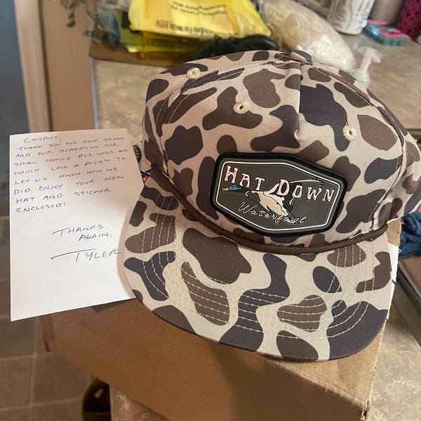 PVC Patch 7 Panel Hats - HDW Wood Duck Design - Tan and Brown Color ...