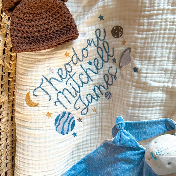 Personalized Embroidered Baby Boy Receiving Blanket, Baby Blanket With ...