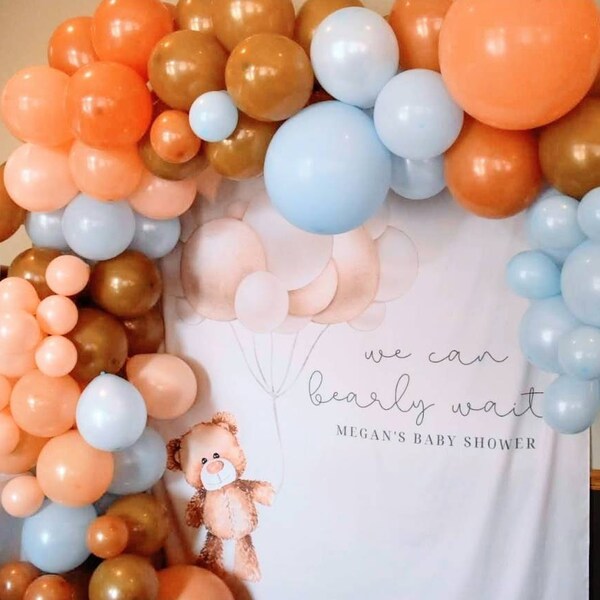 Teddy Bear Personalized Baby Shower Banner | We Can Bearly Wait Custom ...