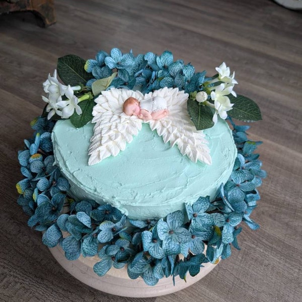 Baby on Wings Little Angel Cake Topper Baby Shower Baptism Girl Topper ...