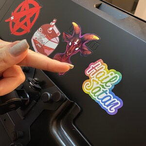 Holographic 90s Nostalgia Inspired Hail Satan Vinyl Sticker - Etsy