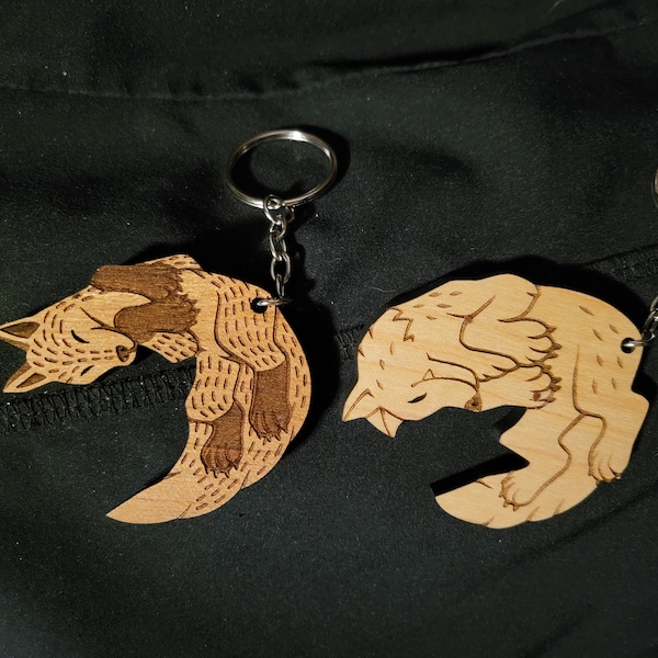 Interlocking Fox and Wolf Couple Keychains - Friendship or Relationship ...
