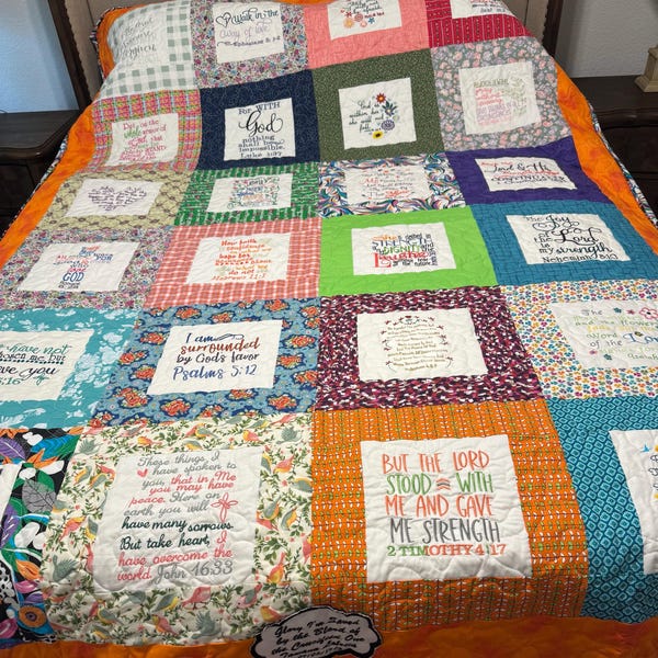 Embroidered Scripture Quilt, Bible Verses, Bible Blocks, Embroidery ...