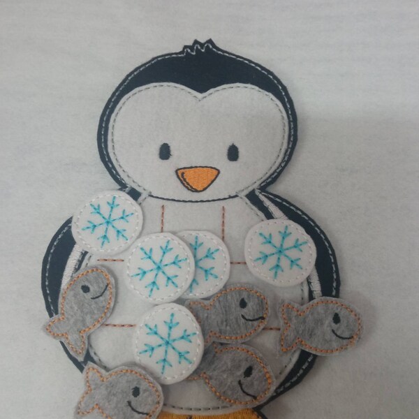 Winter Artic Penguin TTT Tic Tac Toe Set Applique ITH Embroidery Design ...