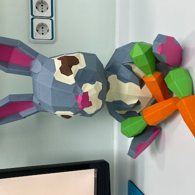 Bunny Papercraft 3D DIY Low Poly Paper Crafts Easter Rabbit Decor Model ...